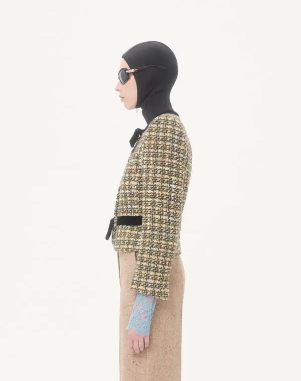 Valentino Garavani Tweed Jacket With Velvet Details - Multicolour