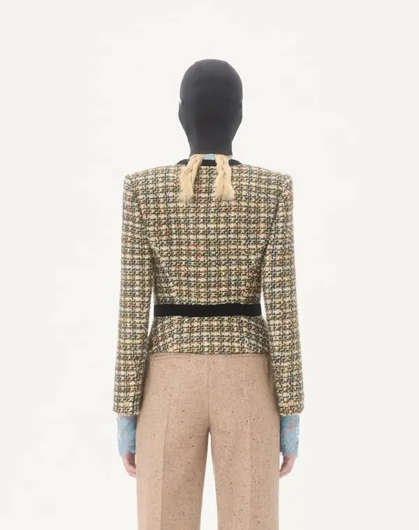 Valentino Garavani Tweed Jacket With Velvet Details - Multicolour