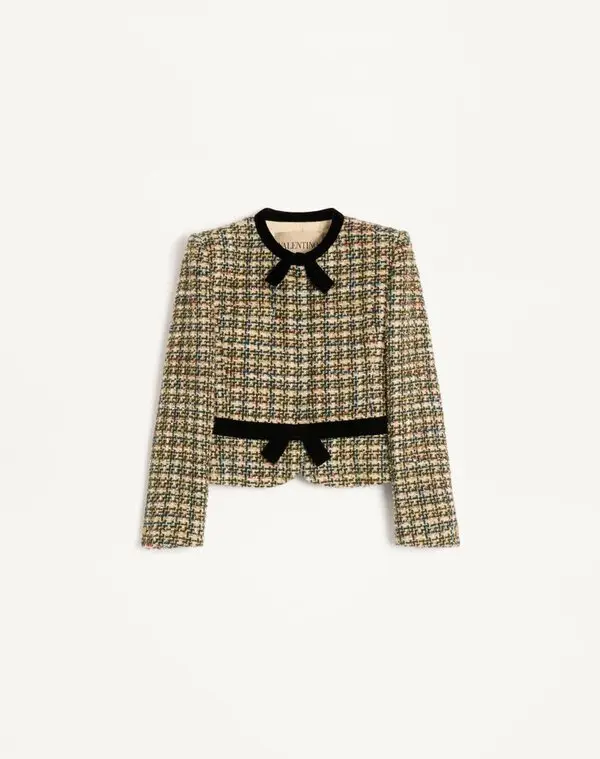 Valentino Garavani Tweed Jacket With Velvet Trim - Multicolour
