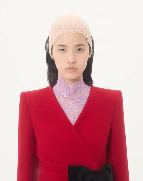 Valentino Garavani Wool Crepe Jacket With Bow - Paris/black