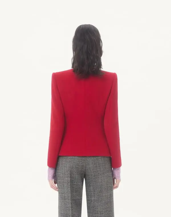 Valentino Garavani Wool Crepe Jacket With Bow - Paris/black