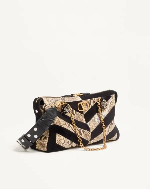 Valentino Garavani Panthea Python And Suede Shoulder Bag