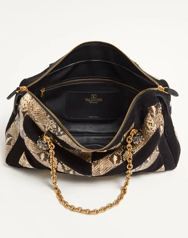Valentino Garavani Panthea Python And Suede Shoulder Bag