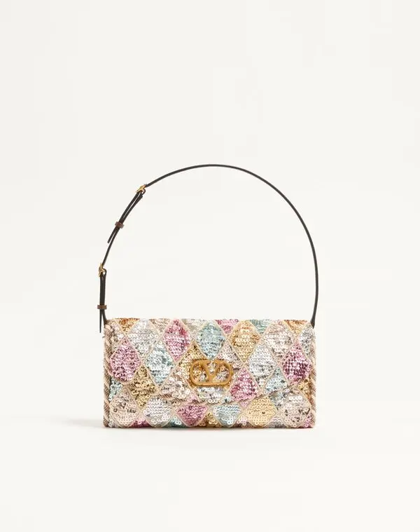 Valentino Garavani Small Shoulder Bag With Rhombelle Embroidery - Multicolour