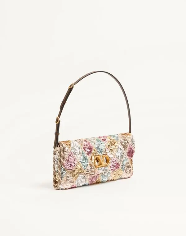 Valentino Garavani Small Shoulder Bag With Rhombelle Embroidery - Multicolour