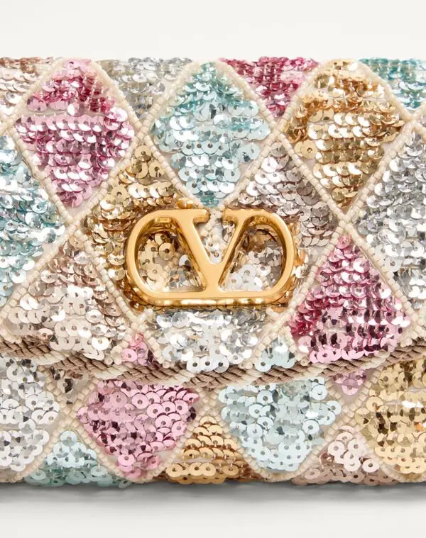 Valentino Garavani Small Shoulder Bag With Rhombelle Embroidery - Multicolour