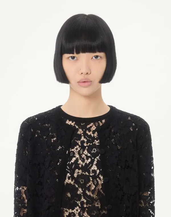Valentino Garavani Lace And Feather Boa Cardigan