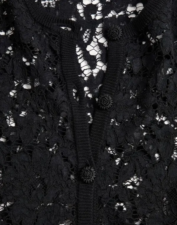 Valentino Garavani Lace And Feather Boa Cardigan