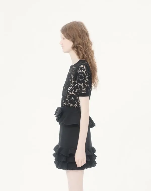 Valentino Garavani Lace And Cotton Knit Top - Black