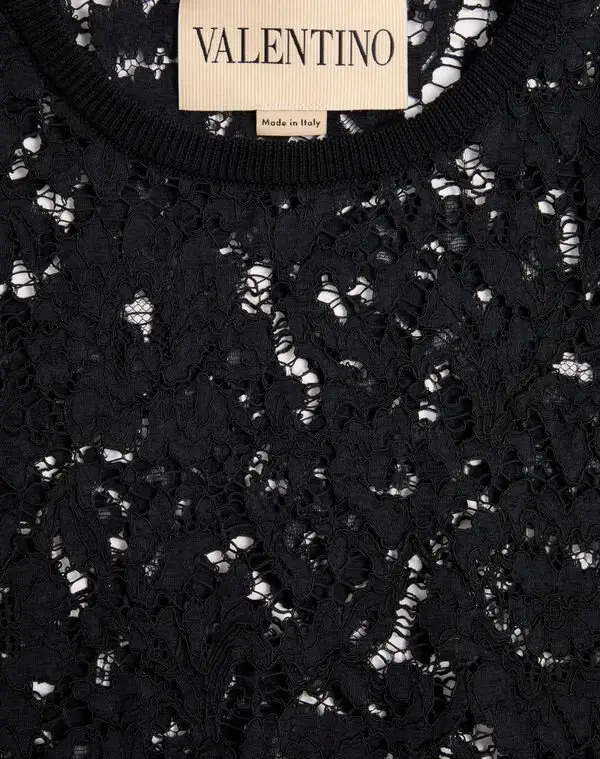 Valentino Garavani Lace And Cotton Knit Top - Black