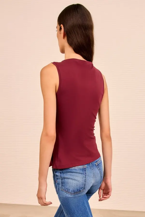 Ulla Johnson Clio Ruched Ruffle Top - Claret