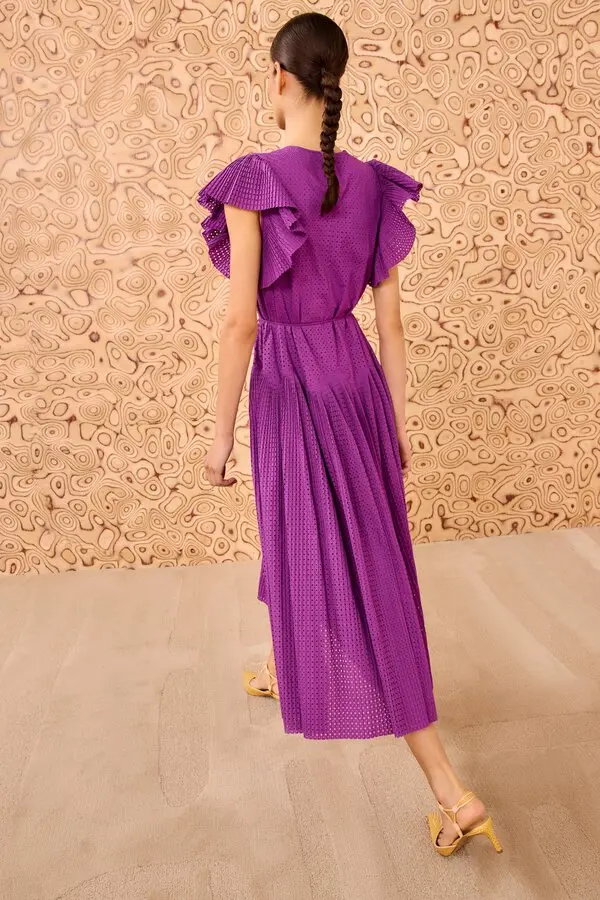 Ulla Johnson Sylvaine Flutter Sleeve Midi Dress - Iris