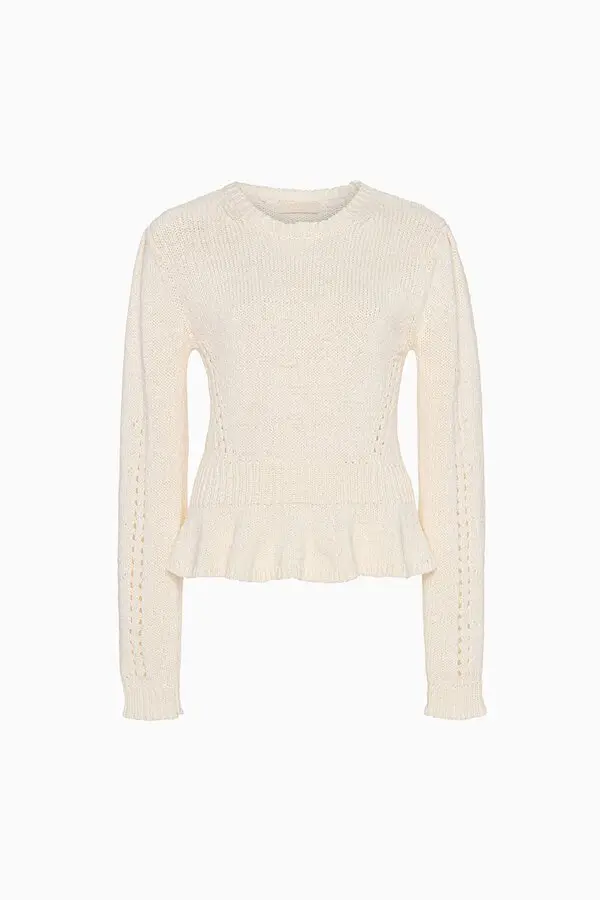 Ulla Johnson Aurelie Long Sleeve Peplum Pullover - Cowrie