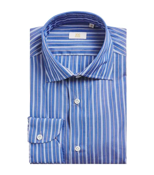 100HANDS Cotton Stripe Vintage Shirt - Blue
