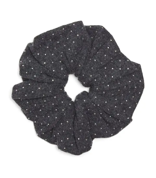 Sandro Wool-blend Rhinestone Knit Scrunchie - Black
