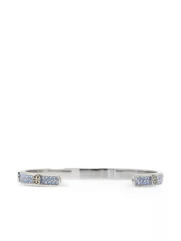 Tory Burch Rhinestone Embellished Logo Open Cuff Bracelet