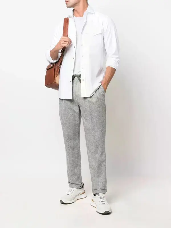 Brunello Cucinelli Chevron Drawstring-waist Trousers