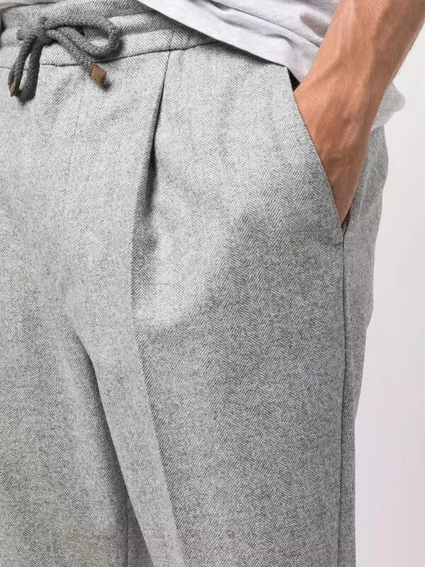 Brunello Cucinelli Chevron Drawstring-waist Trousers