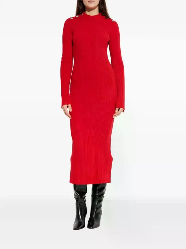 Sportmax Buttoned Ribbed Midi Dress