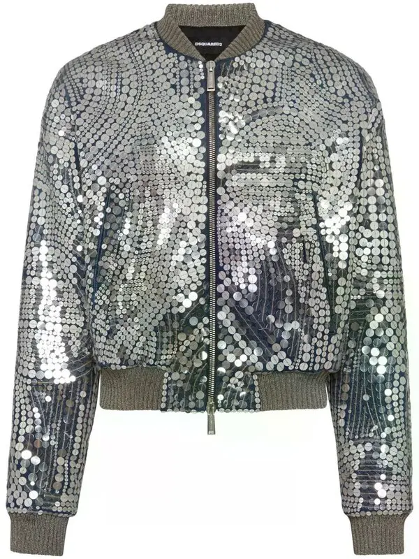 Dsquared2 Sequinned Bomber Jacket - Blue