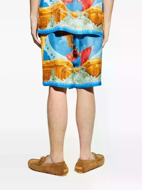 Versace Gallery Print Silk Shorts