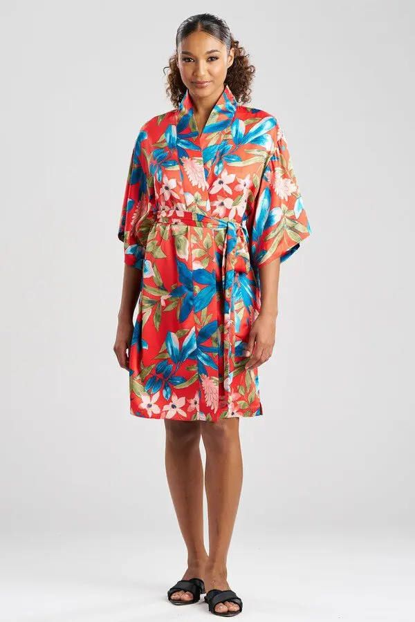 Natori Tropical Breeze Satin Wrap - Red