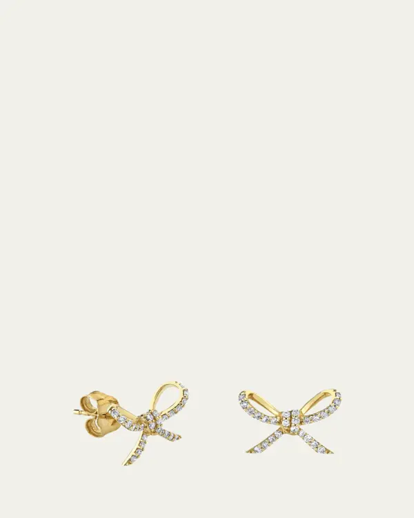 SYDNEY EVAN 14k Diamond Bow Stud Earrings - Yellow Gold