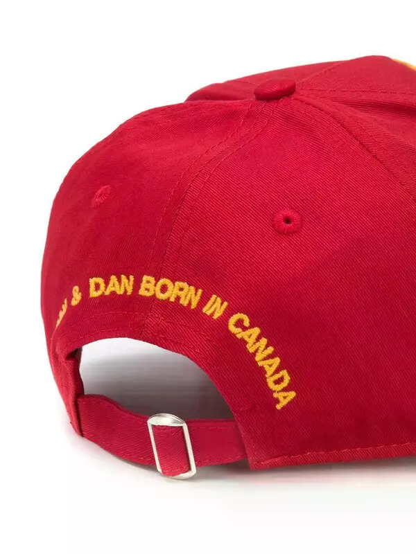Dsquared2 Cotton Gabardine Baseball Cap With Flag Patch - Red