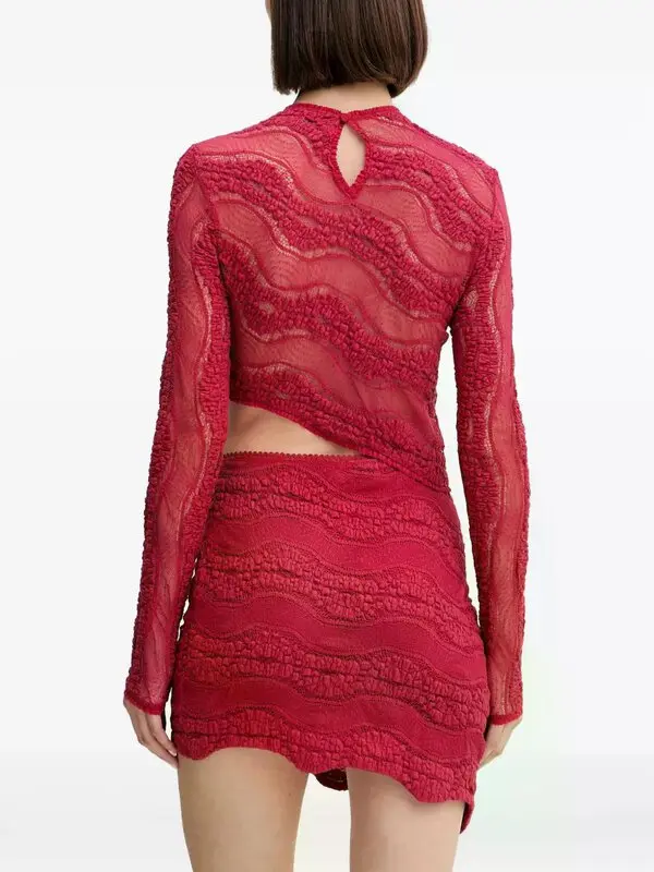 Charo Ruiz Ibiza Long-sleeve Asymmetrical T-shirt - Red