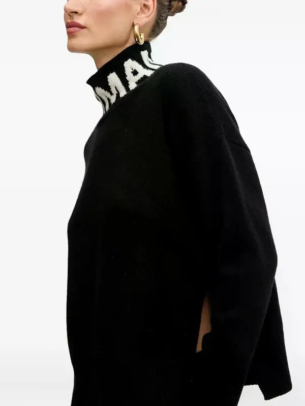 ERMANNO FIRENZE Logo Neckline Turtleneck Sweater - Black