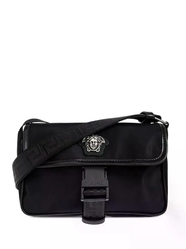 Versace La Medusa Buckled Messenger Bag - Black