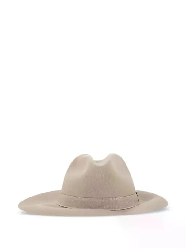 FAY Wide-brim Hat With Logo Plaque - Neutrals