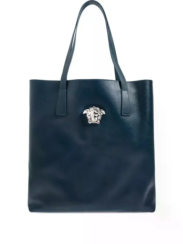 Versace La Medusa Leather Tote Bag - Blue