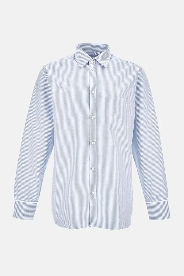 GOLDEN GOOSE Cotton Striped Shirt - Sky Blue