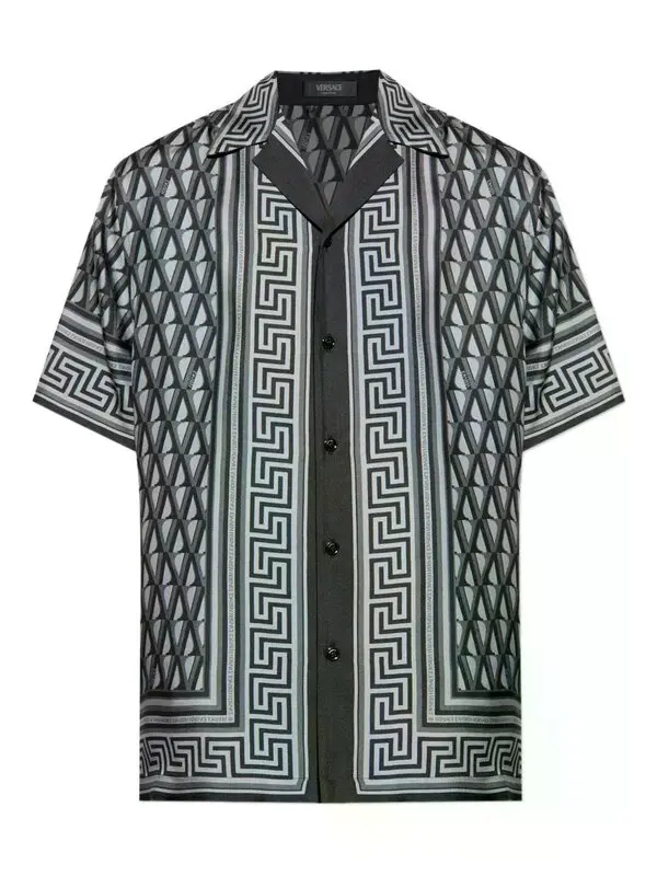 Versace Grecca-trim Silk Shirt