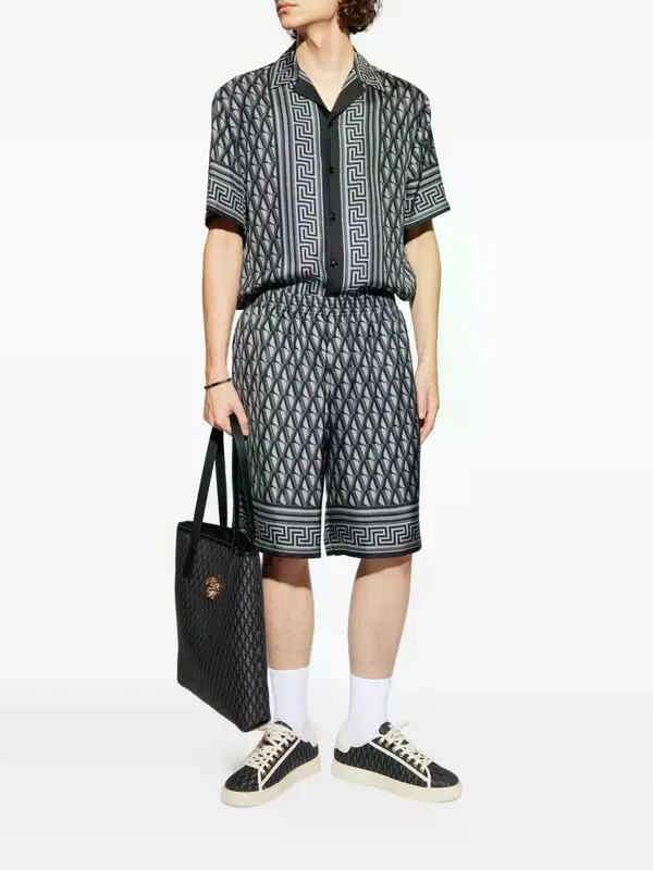 Versace Grecca-trim Silk Shirt