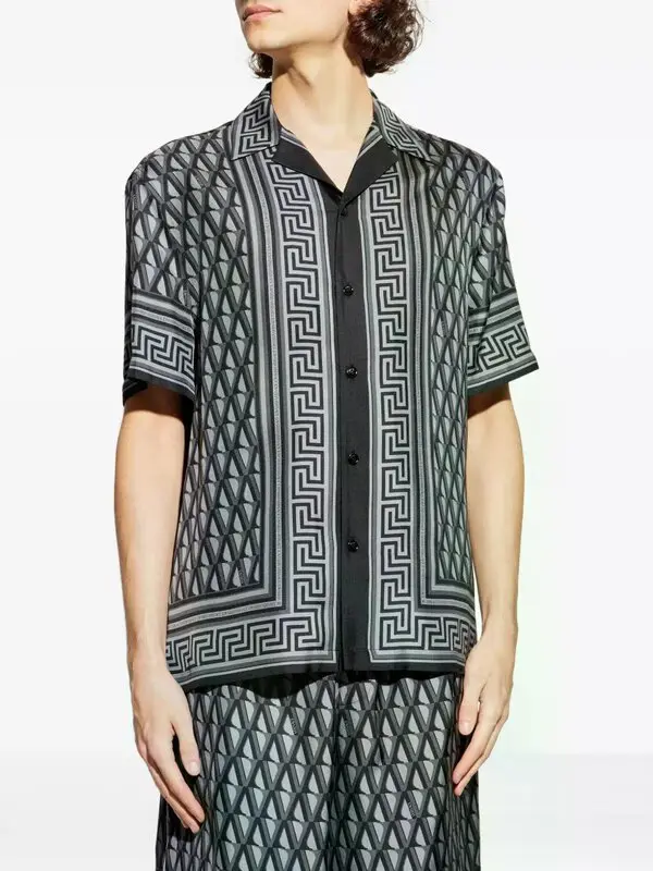 Versace Grecca-trim Silk Shirt