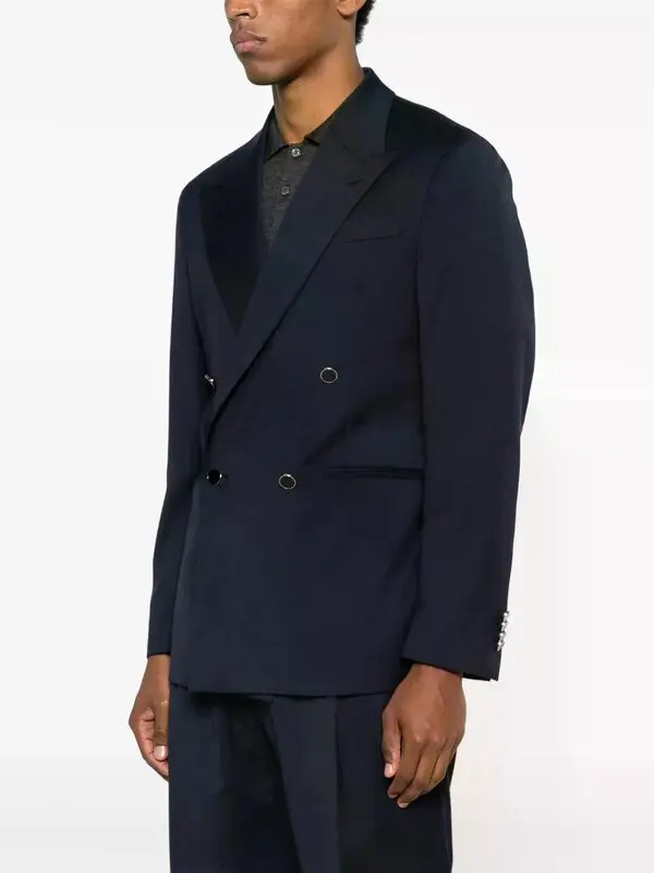 MANUEL RITZ Double-breasted Button-up Blazer - Blue