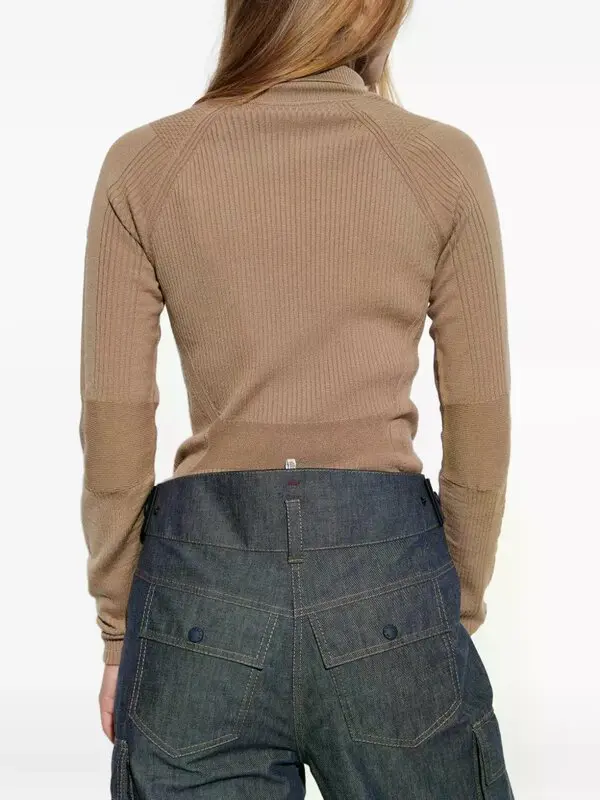Moncler Logo-appliqué Ribbed-knit Jumper - Neutrals