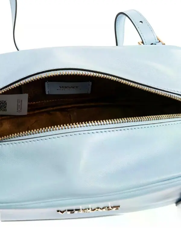 Versace Medusa Tag Leather Shoulder Bag - Blue