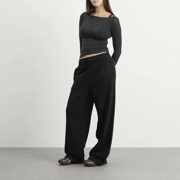 SKIMS Cotton Fleece Exposed Boxer Wide Leg Pants