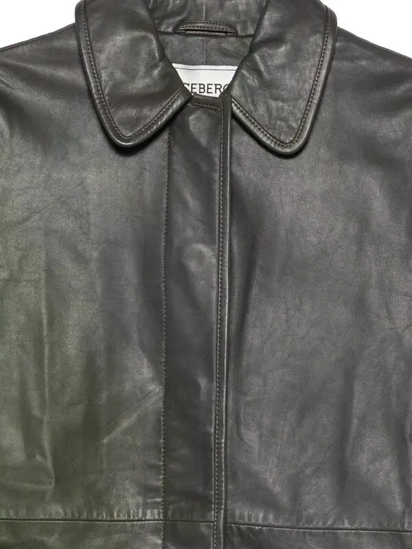Iceberg Leather Pocket Coat