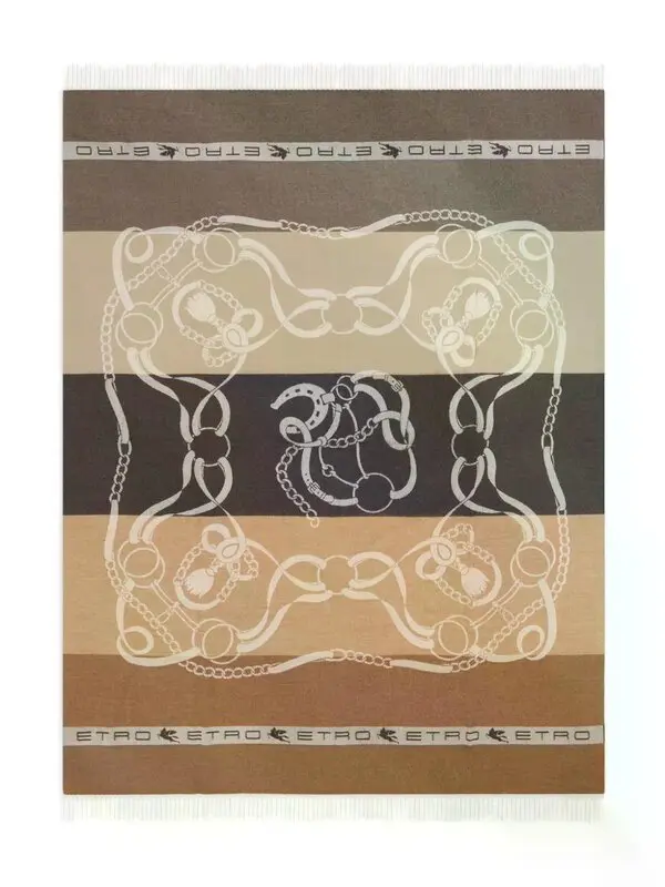 Etro Equine Heraldic-motif Wool Throw Blanket