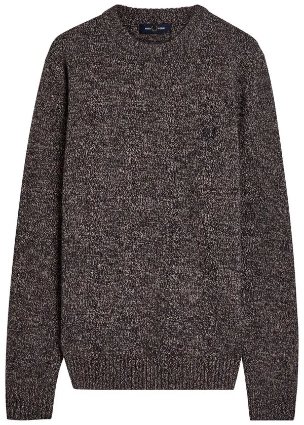 Fred Perry Logo-embroidered Wool-blend Jumper - Navy