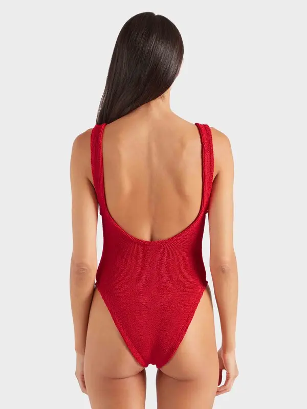 Hunza G Domino Swimsuit With Tonal Hoops - Red