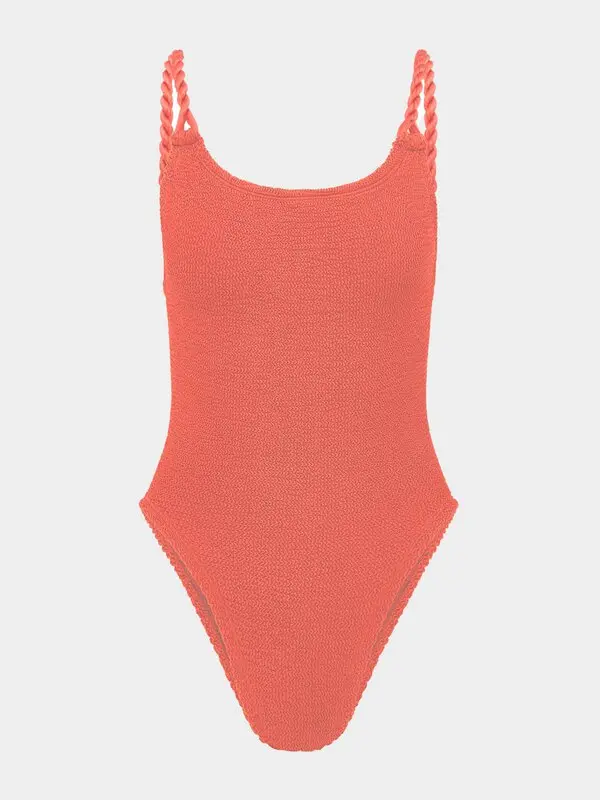 Hunza G Camille One-piece Swimsuit - Metallic Coral