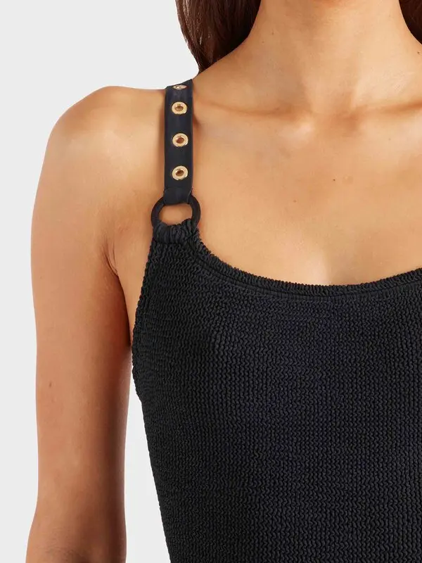 Hunza G Melody Eyelet One-piece Swimsuit - Black/gold