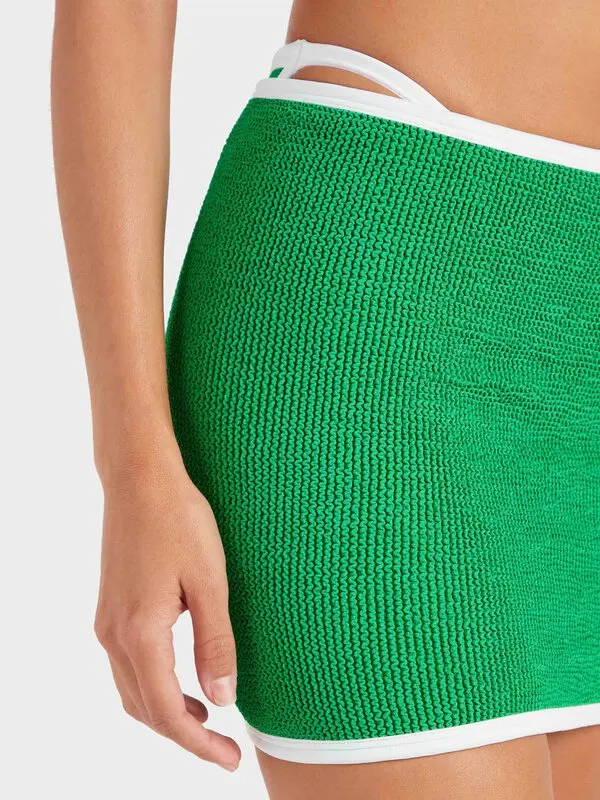 Hunza G Crinkle Devyn Swimskirt/tube Top - Crinkle Emerald/white