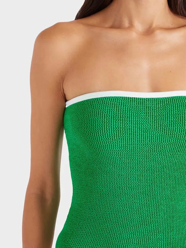 Hunza G Crinkle Devyn Swimskirt/tube Top - Crinkle Emerald/white