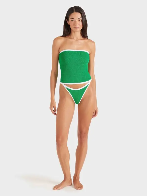 Hunza G Crinkle Devyn Swimskirt/tube Top - Crinkle Emerald/white